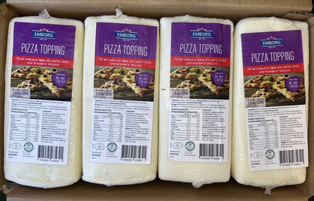 Emborg Pizza Topping 2.5kg ชีสยืด ชีสพิซซ่า ก้อน 2.5กก | FoodEasy
